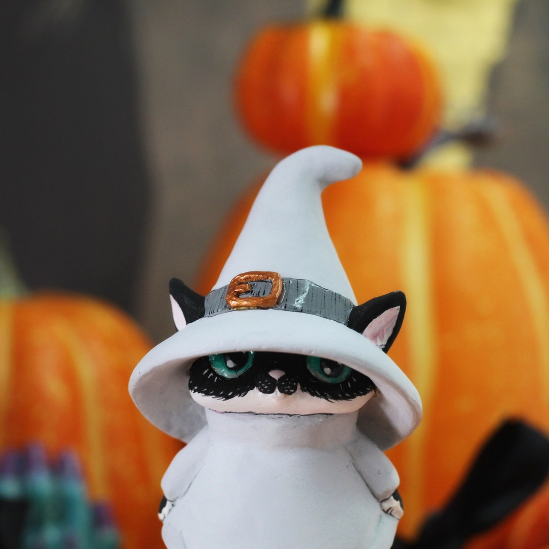 Little Black and White Cat Wizard - Etsy