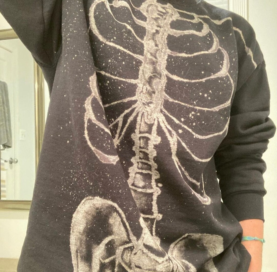 Hand-painted Bleached Gothic Skeleton Crewneck Sweatshirt - Etsy