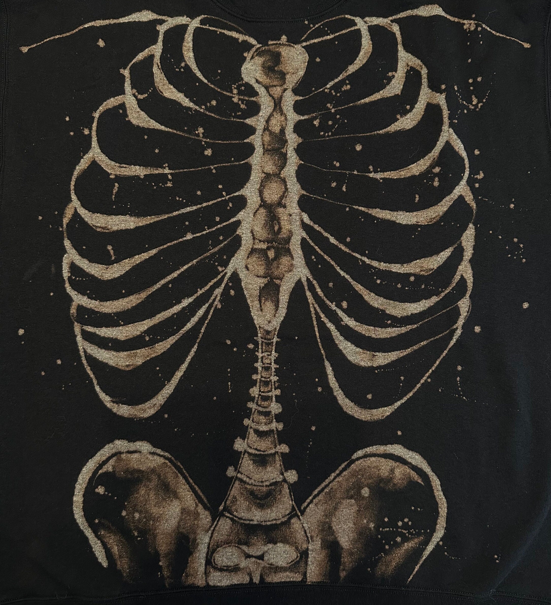 Bleached Gothic Skeleton Hand-painted Black Crewneck Sweatshirt - Etsy