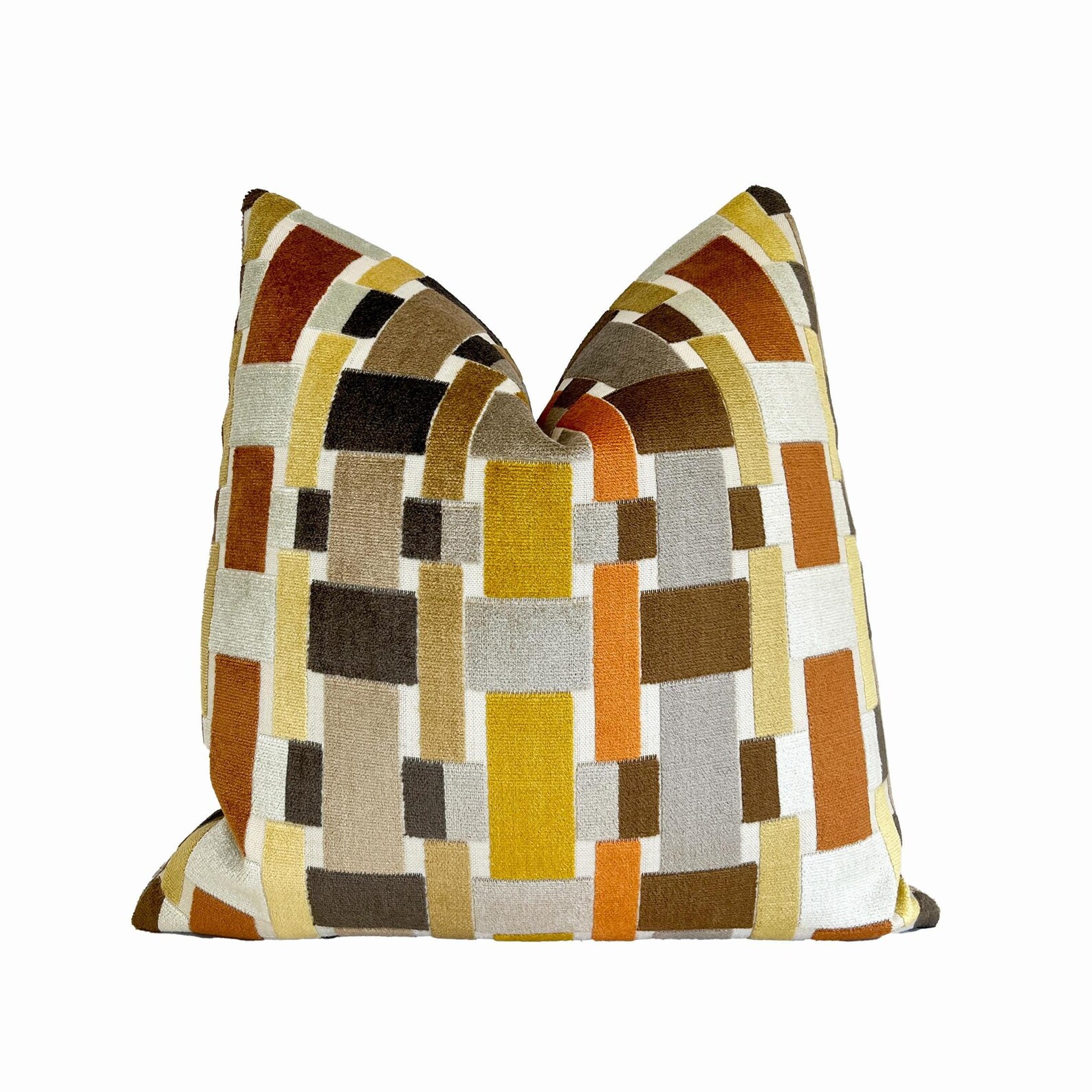 Ava Amber Velvet Throw Pillow Cover | Brown Gold Designer Pillow Cover ...