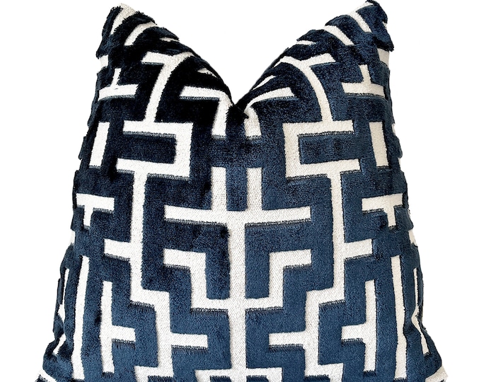 Decorative Throw Pillow Cover in Navy Blue Cotton Canvas Pillow Cover ...