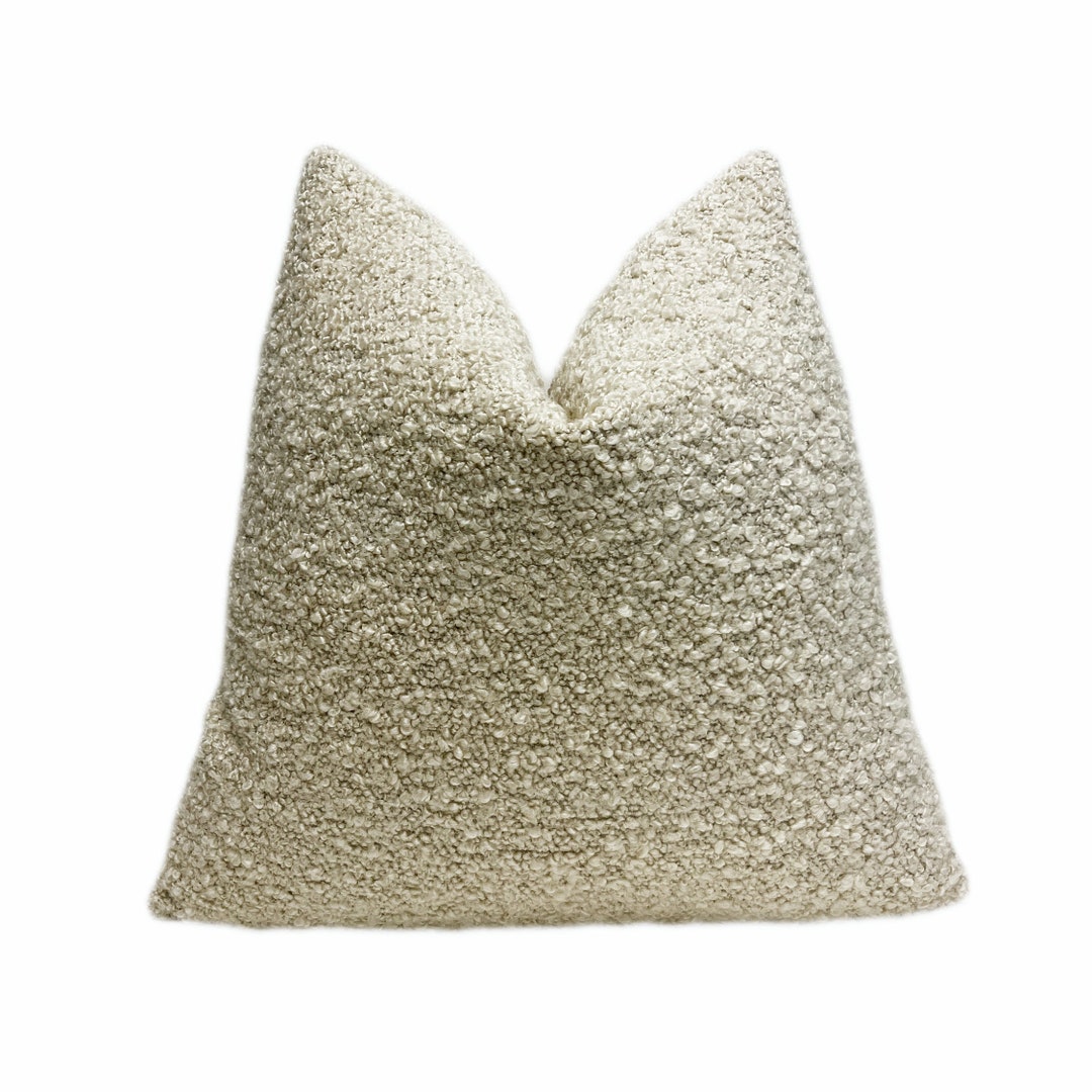 Sand Beige Boucle Throw Pillow Cover Beige Boucle Decorative - Etsy