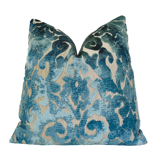 Blue Damask Pillow - Etsy