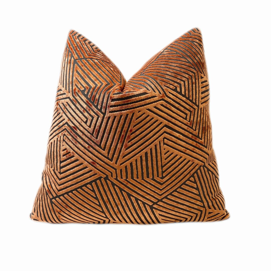 Tangerine Orange Modern Velvet Throw Pillow Cover | Orange Burnout ...