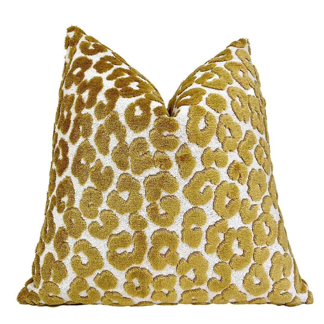 Gold Leopard Velvet Throw Pillow Cover | Custom Sizes | Gold Animal ...
