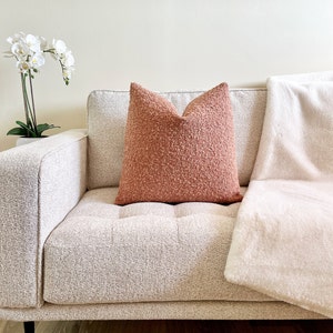 Raspberry Blush Boucle Throw Pillow Cover | Boucle Decorative Pillow ...