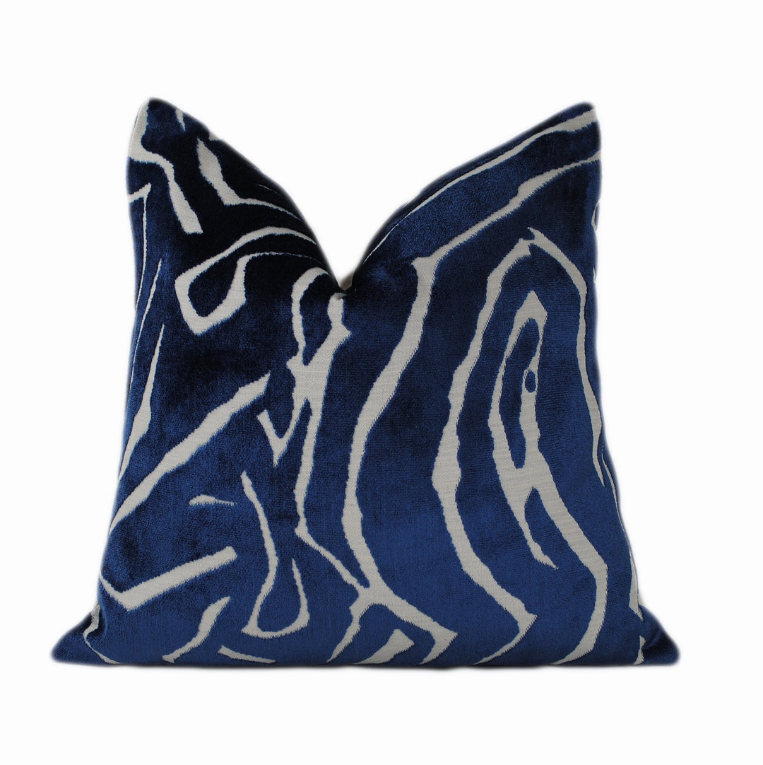 Blue Abstract Velvet Throw Pillow Cover Blue Velvet - Etsy