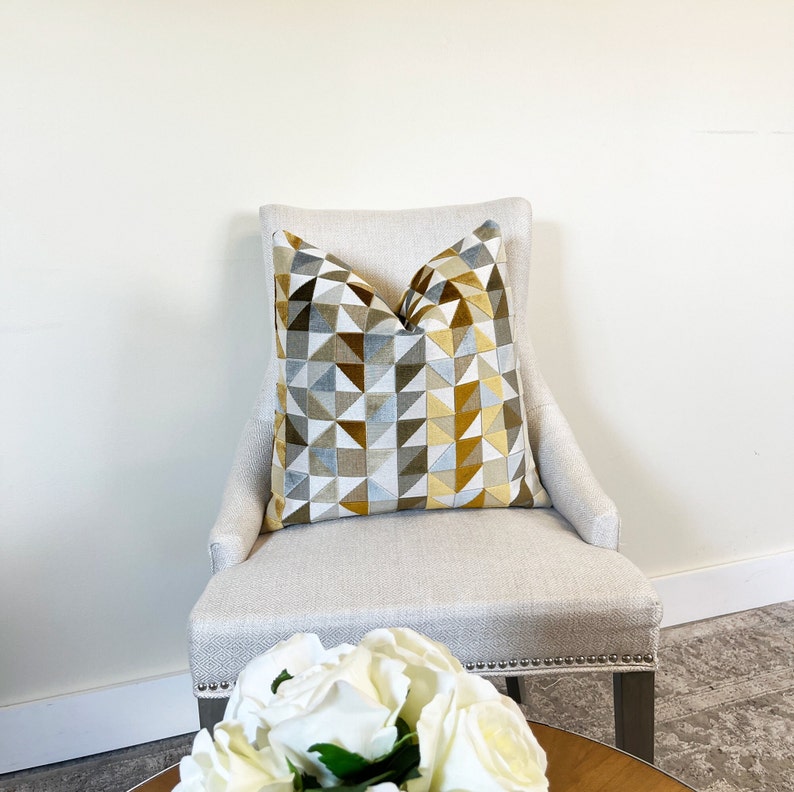 Gold Silver Geometric Velvet Throw Pillow Cover Multicolored - Etsy