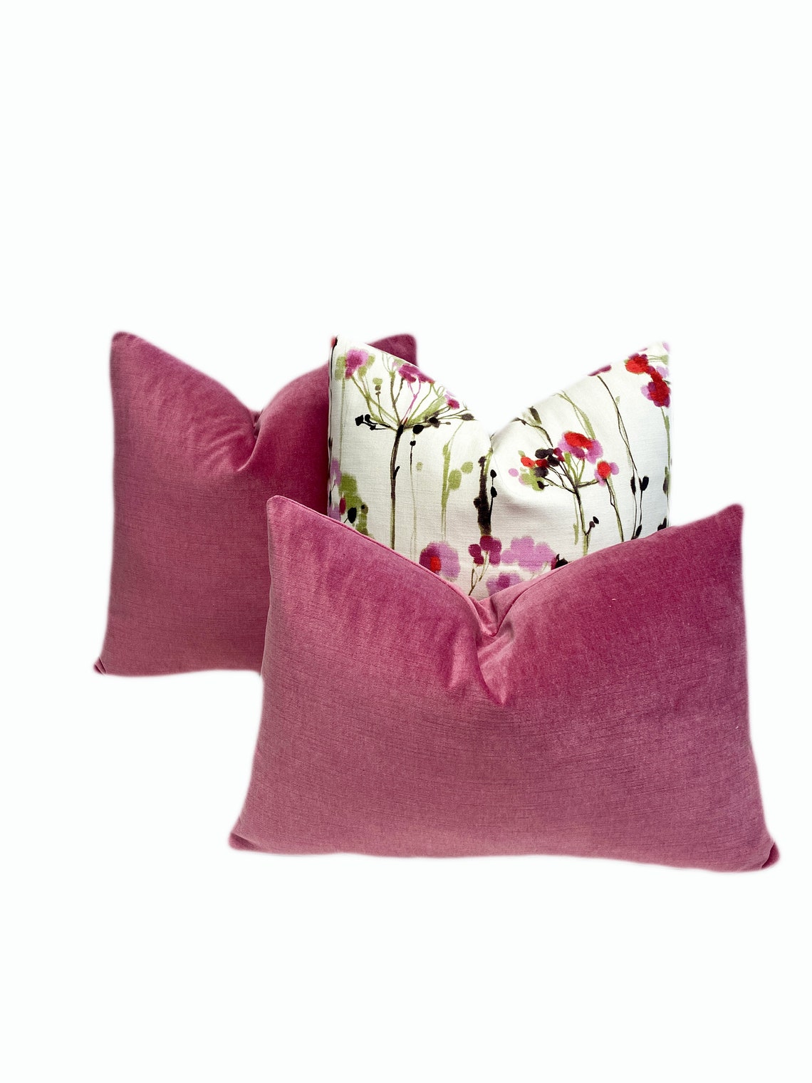 Berry Pink Solid Velvet Throw Pillow Cover Hot Pink Velvet - Etsy