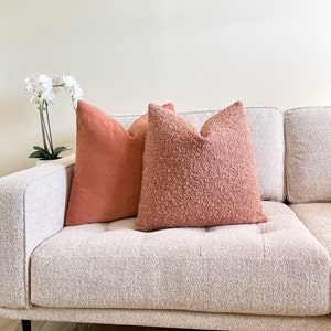 Raspberry Blush Boucle Throw Pillow Cover | Boucle Decorative Pillow ...