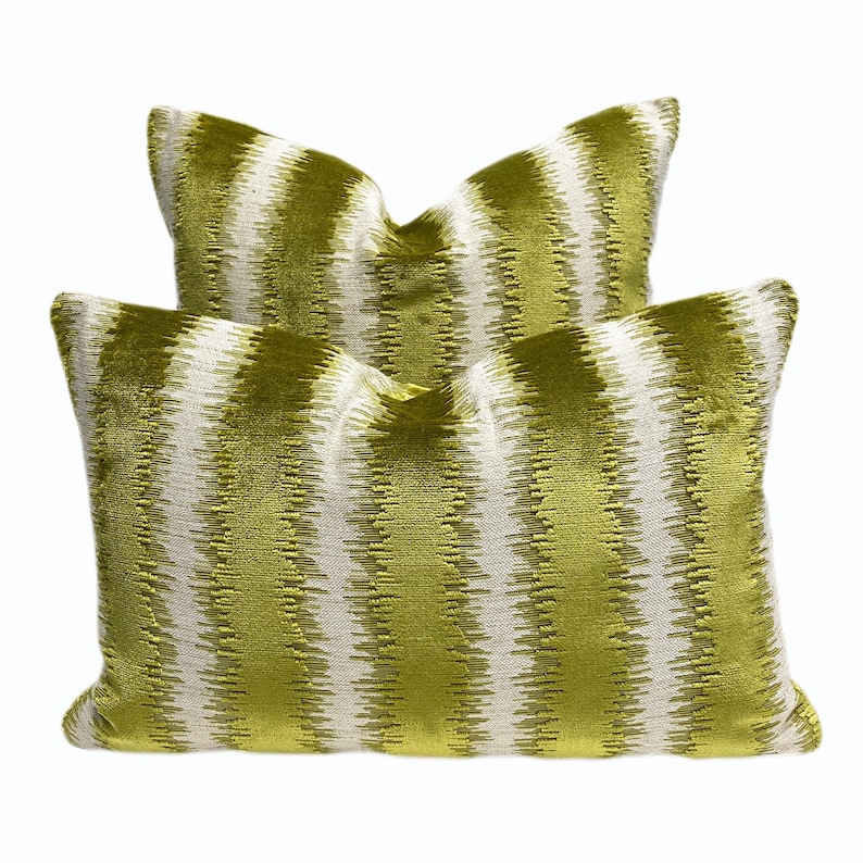 Chartreuse and Cream Stripe Velvet Throw Pillow Cover - Etsy