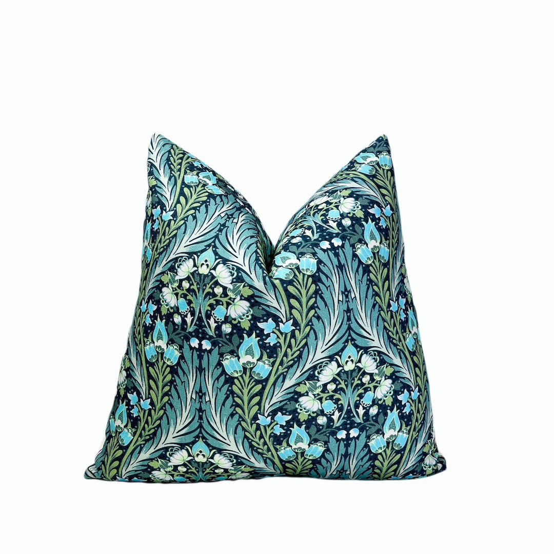 Navy and Light Blue Eden Floral Throw Pillow Cover | Blue Floral ...