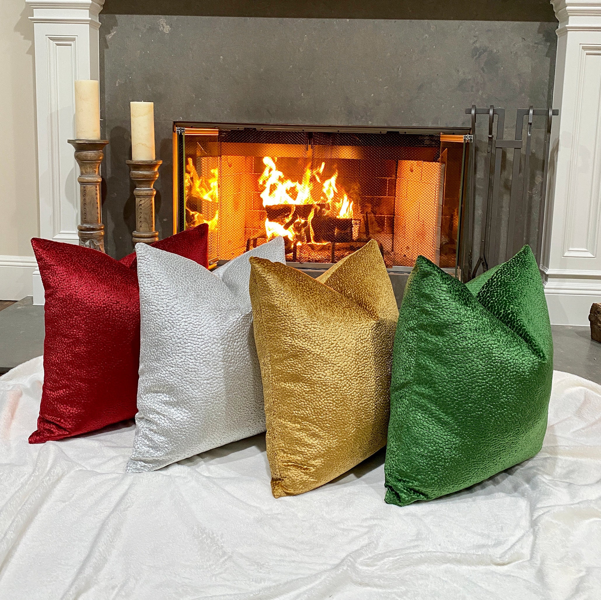 Shiny Silver Solid Velvet Throw Pillow Cover Silver Textured - Etsy