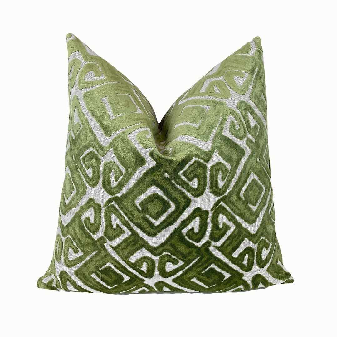 Chartreuse Green Tribal Velvet Pillow Cover | Green Velvet Pillowcase ...