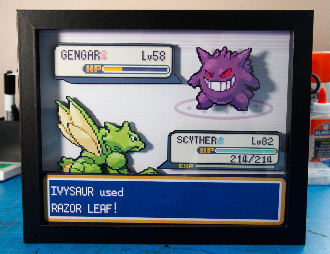 Pokemon Gengar Vs Ivysaur 3d Shadow Box Diorama - Etsy