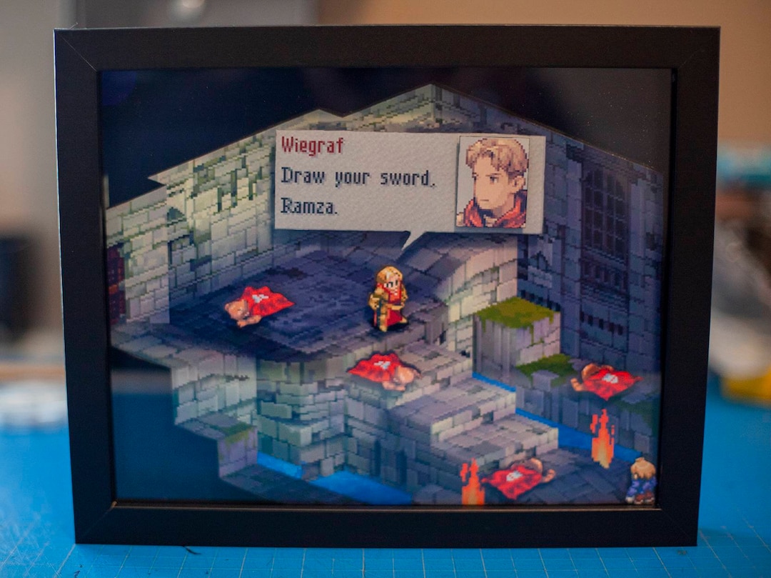 Final Fantasy Tactics Ramza Vs Wiegraf Battle 3D Shadowbox Diorama ...