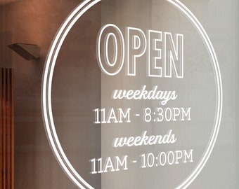 Custom Storefront Window Welcome Sign With QR CODE Business Hours Vinyl ...