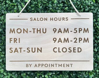 Storefront Business Hours Circular Engraved Wood Sign for Store ...