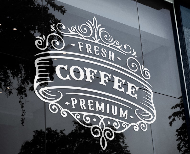 Customizable Coffee Shop Vinyl Decal | Storefront Window Sticker - Etsy