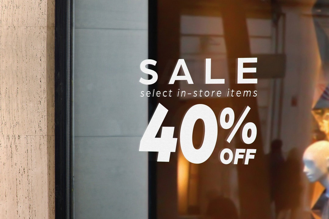 SALE Storefront Glass Window Sticker | Sale % off Vinyl Decal | Store ...