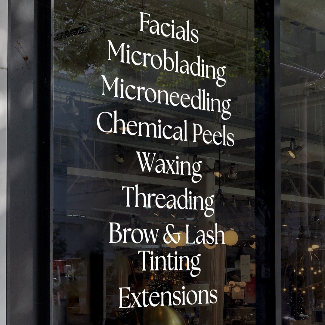 Custom Business Window Decal Services List Basic Vinyl Decal for Salon ...