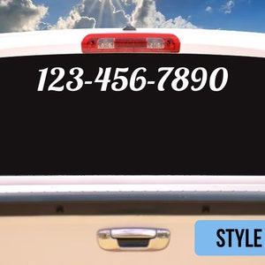 Custom Phone Number Sticker for Vehicle & Window | Vinyl Decal Made to ...
