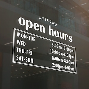 Custom Store Hours Window Decal | Business Vinyl Sticker - Etsy