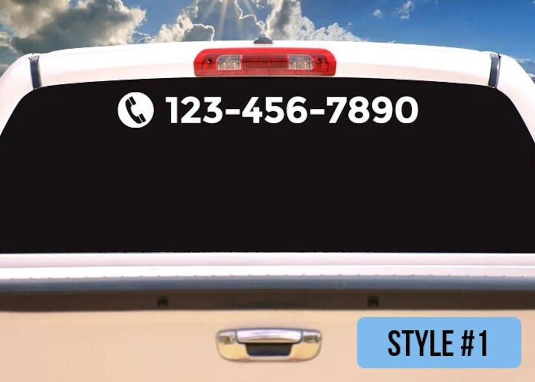 Custom Phone Number Sticker for Vehicle & Window | Vinyl Decal Made to ...