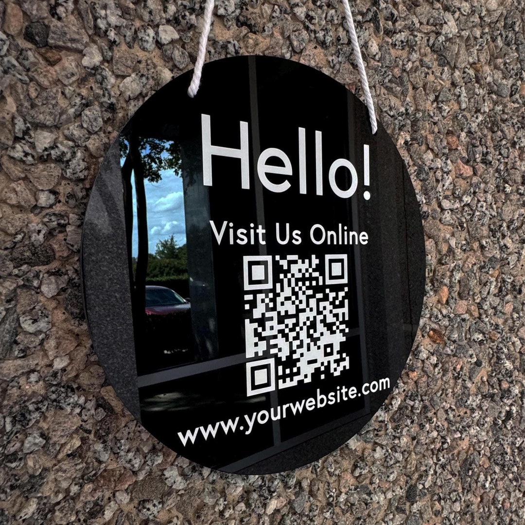 Storefront Acrylic Sign With QR Code for Store, Boutique, Salon, Spa ...