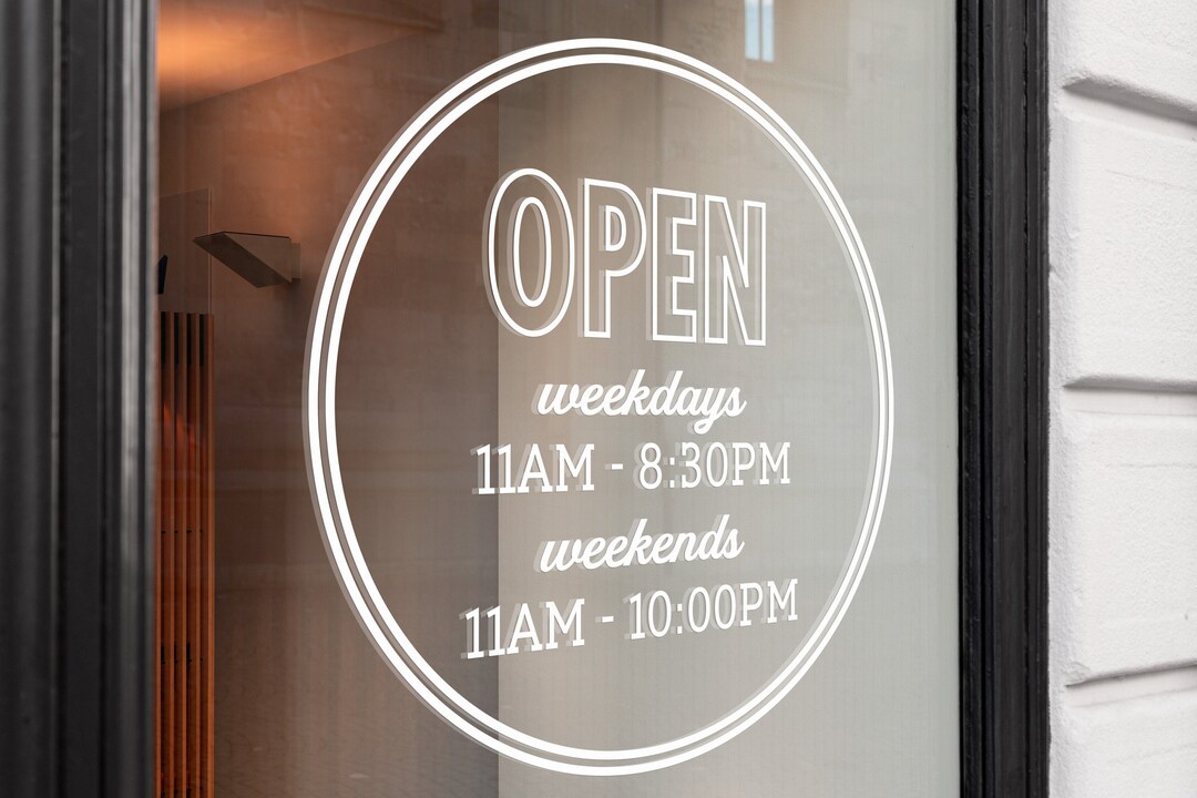 Custom Business Hours Storefront Decal | Salon, Gym, Boutique Vinyl ...