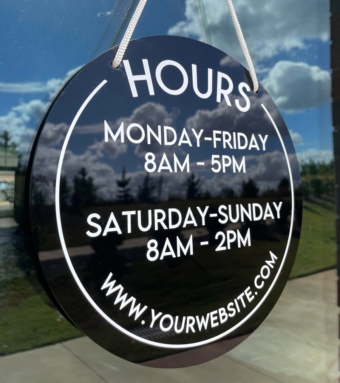 Storefront Business Hours Circular Acrylic Sign for Store, Boutique ...