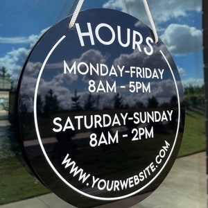 Storefront Business Hours Circular Acrylic Sign for Store, Boutique ...