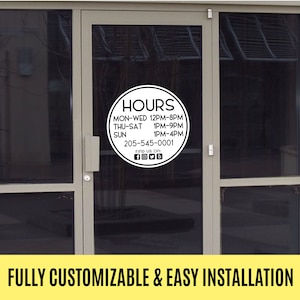 Custom Storefront Window Sticker Business Hours Vinyl - Etsy