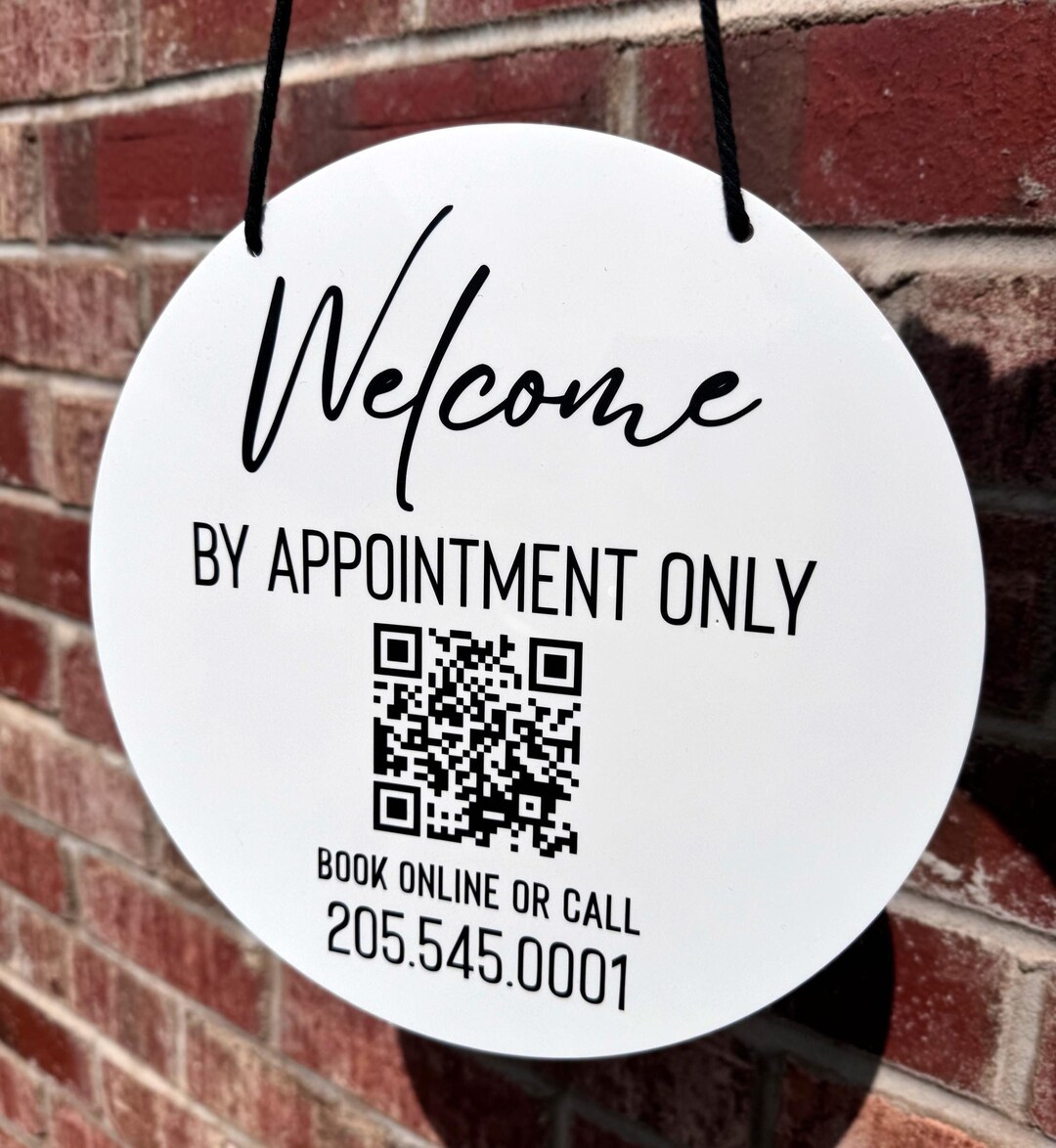 Storefront Acrylic Sign With QR Code for Store, Boutique, Salon, Spa ...