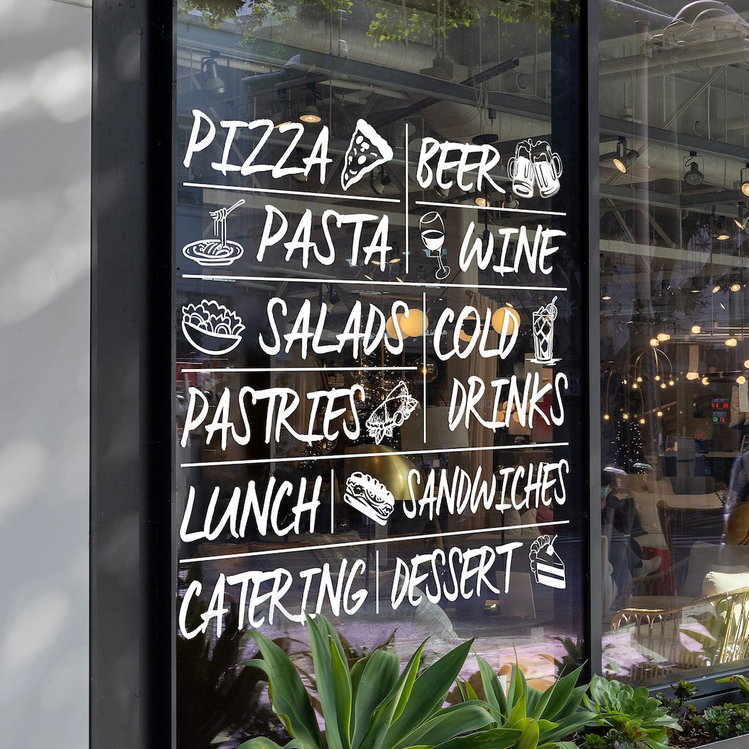 Custom Restaurant & Bakery Window Decal | Menu Items With Imagery ...