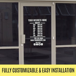 Custom Storefront Window Sticker | Business Hours | Vinyl Decal for ...