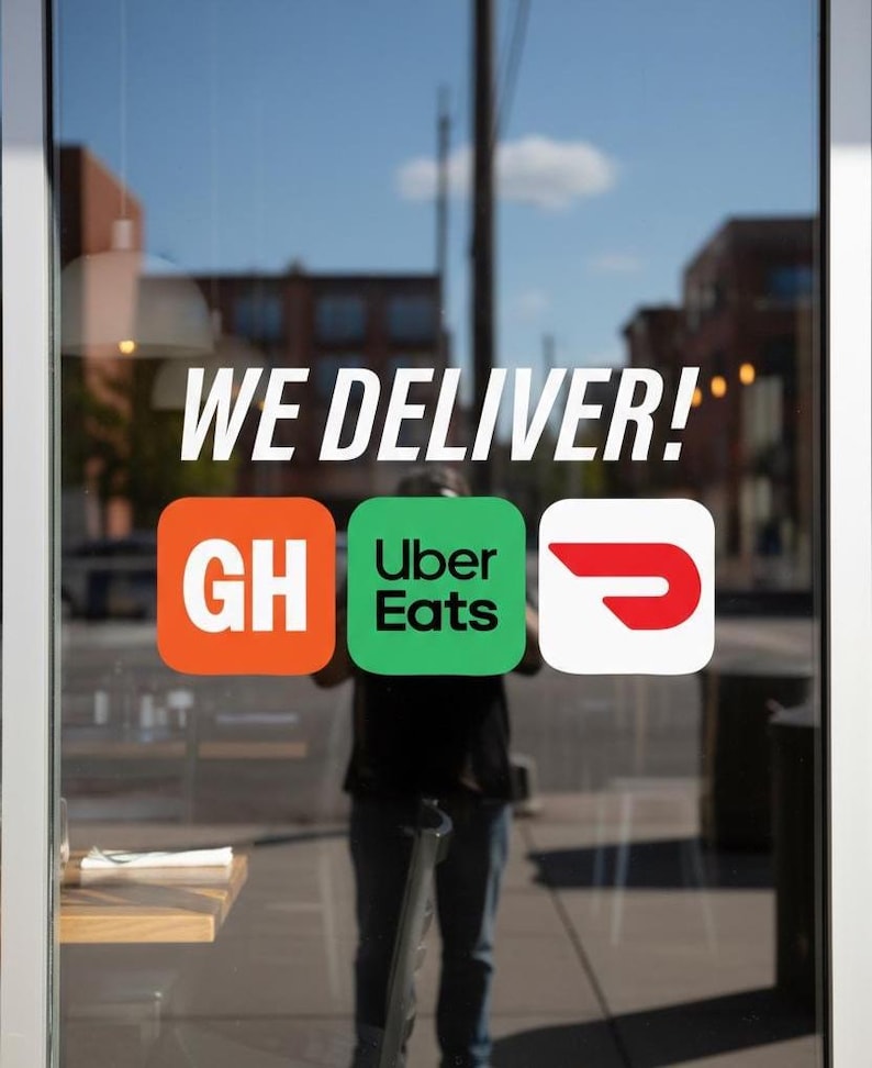 Food Delivery Vinyl Decal | Restaurant Window Sticker - Etsy