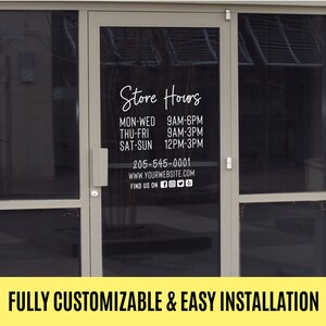 Custom Storefront Window Sticker | Business Hours | Vinyl Decal for ...