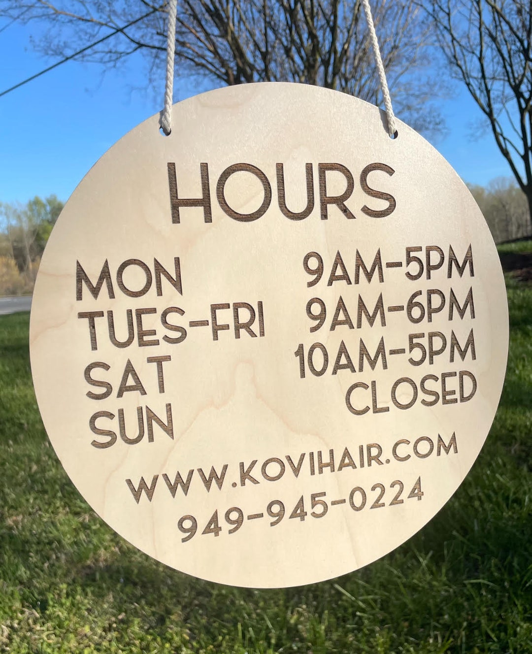 Storefront Business Hours Engraved Wood Sign for Store, Boutique, Salon ...