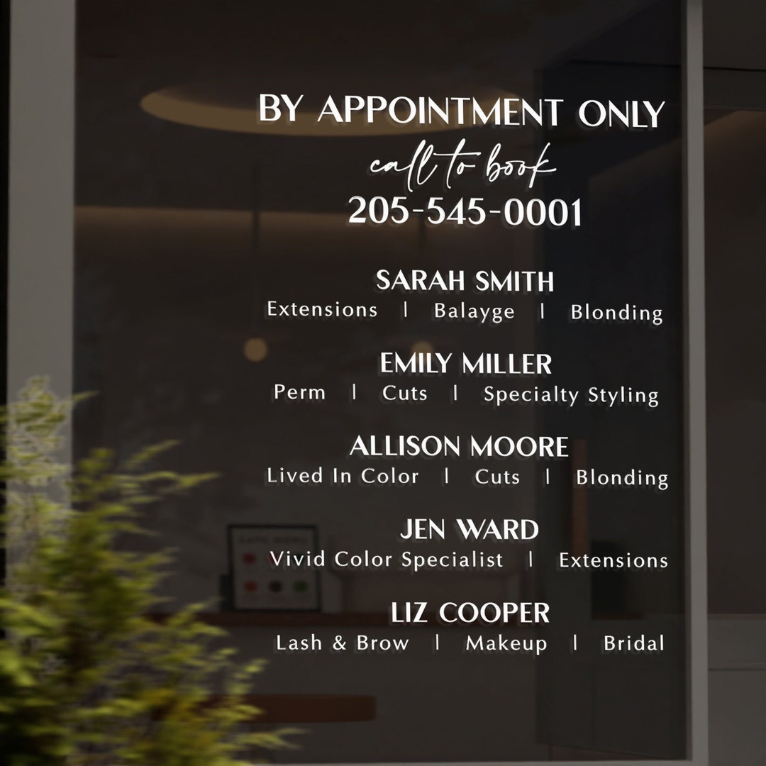 Custom Business Decal | Stylist List | Vinyl Decal for Salon, Spa ...