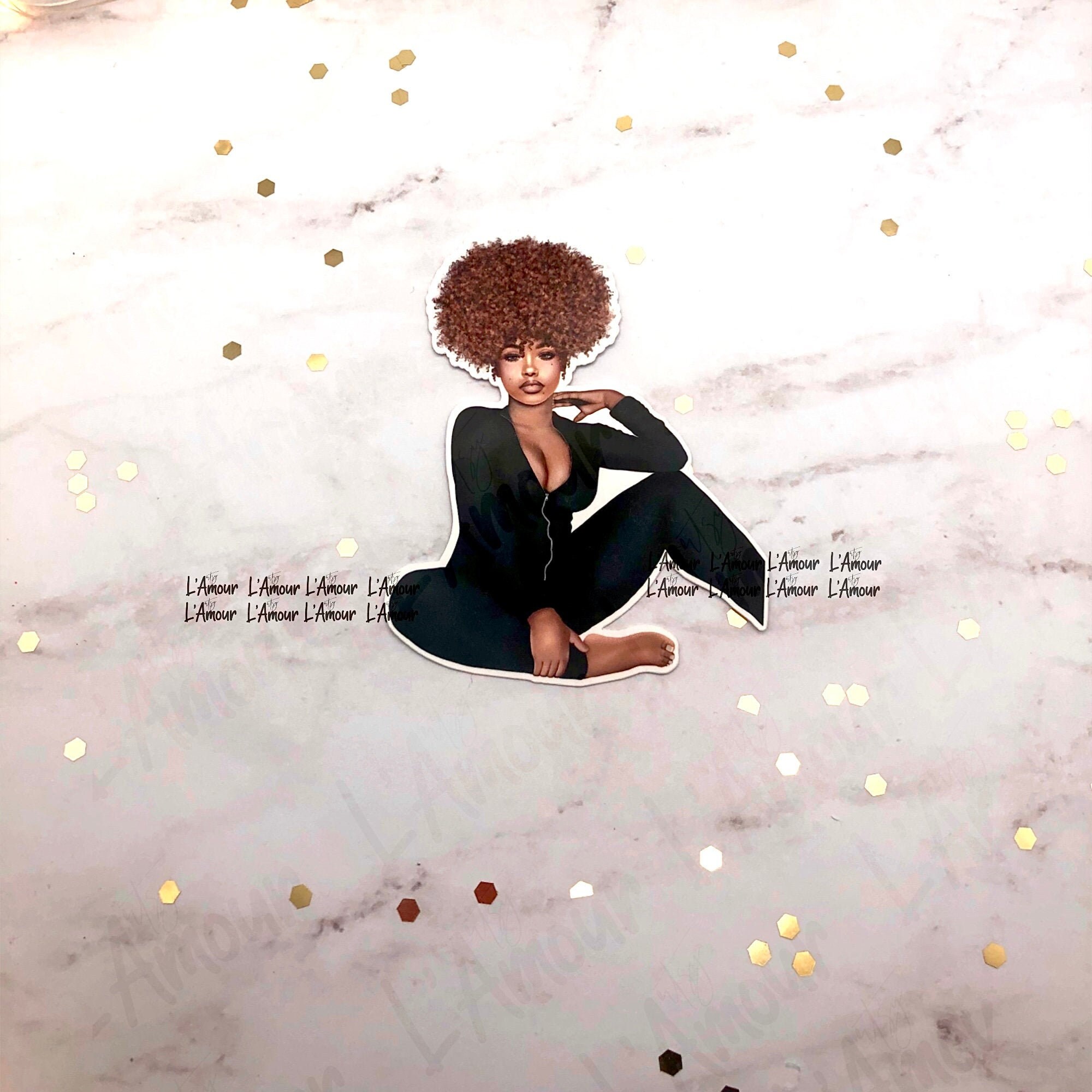 Afro Black Girl Sticker Black Girl Magic Big Afro | Etsy