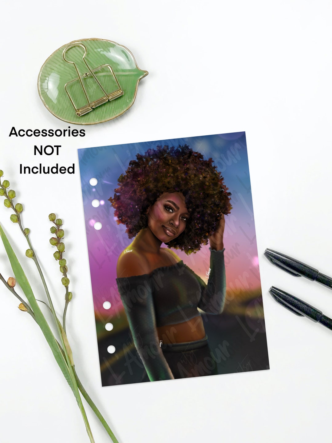 Cali Sunset black Woman Planner Dashboard African American Fits Sizes ...