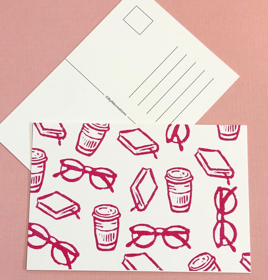 Postcards - Coffee & Books Theme - Address Bar on Backside - Gift for ...
