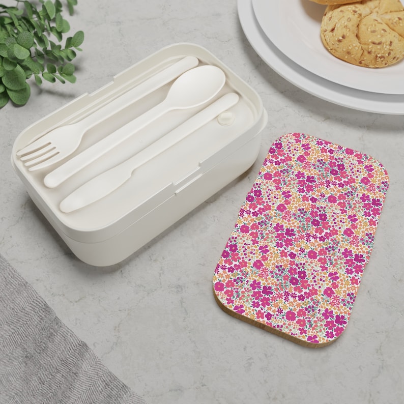 Pink Floral Swirl Bento Lunch Box - Etsy