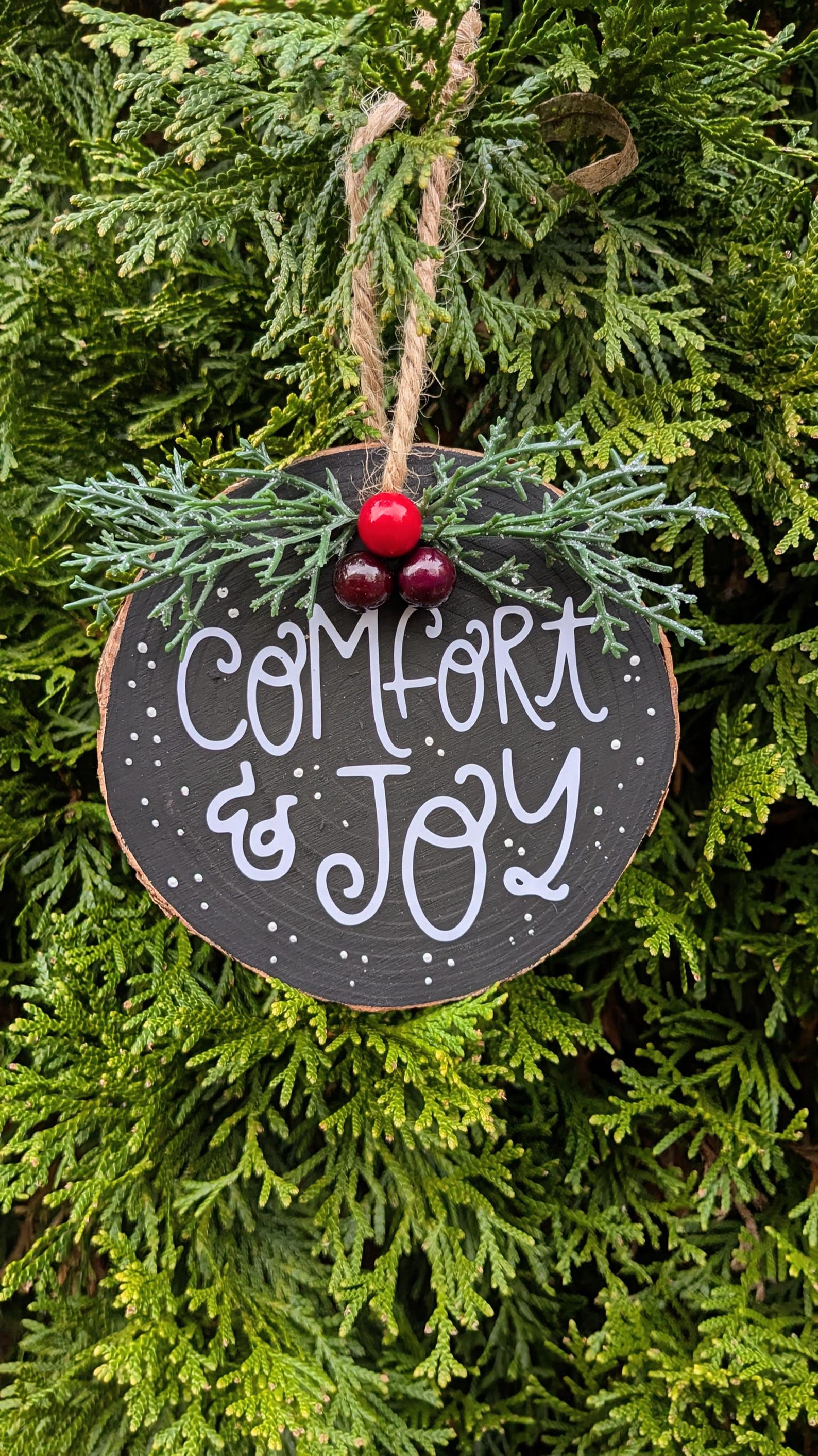 Merry and Bright/comfort and Joy Wood Slice Ornament - Etsy