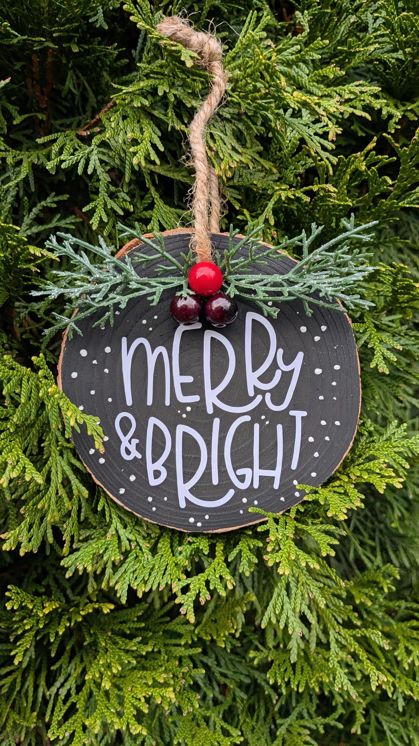Merry and Bright/comfort and Joy Wood Slice Ornament - Etsy