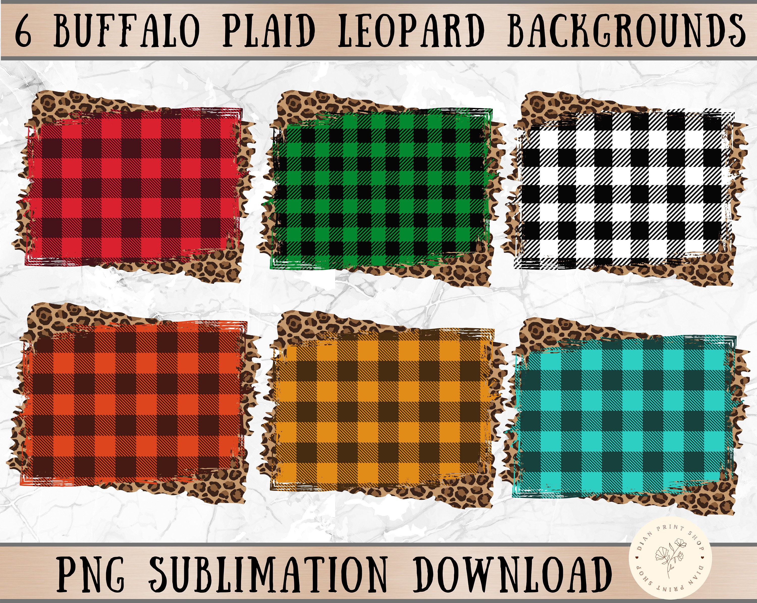 Plaid Leopard Sublimation Background, Sublimation PNG Background Bundle ...