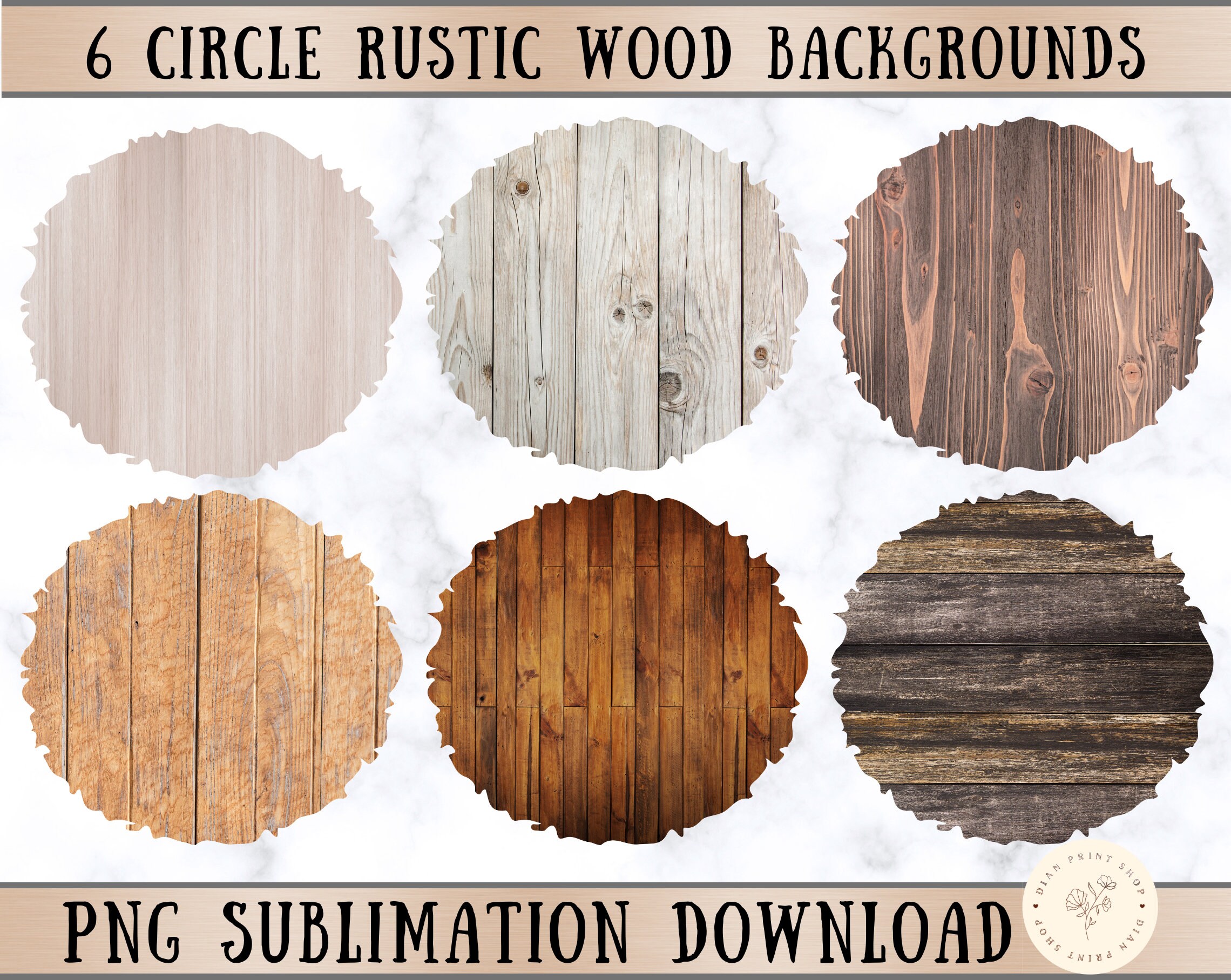Circle Rustic Wood Sublimation Background, Sublimation PNG Background ...