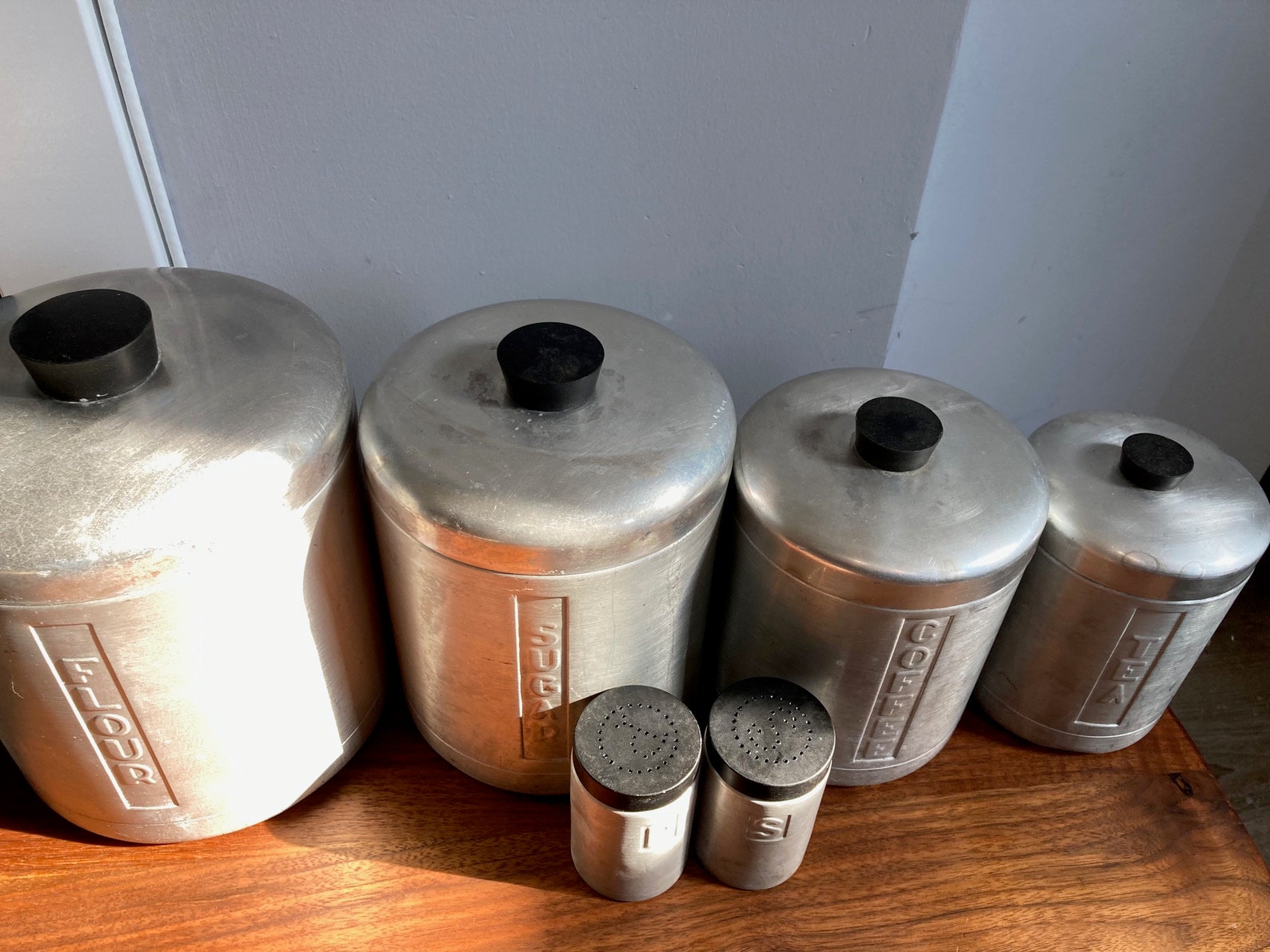 Vintage 1960s Midcentury Modern Aluminum Kitchen Storage Tins Made in ...