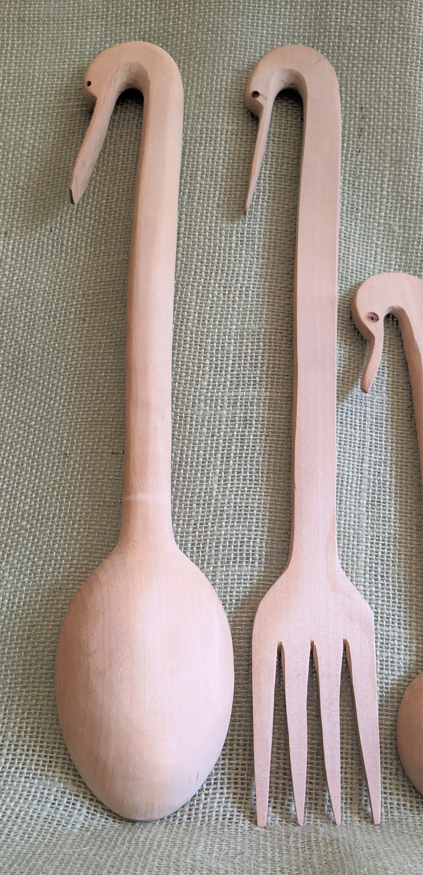 Hand Made Set of Duck Goose Wooden Spoons and Fork Rustic - Etsy